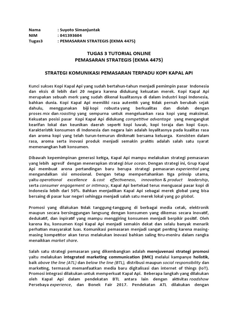 Pemasaran Strategis (Ekma 4475) | PDF