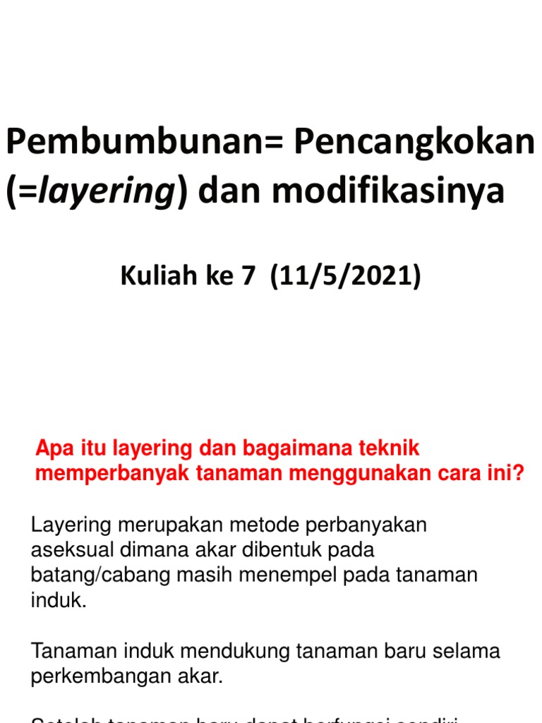 Layering Techniques for Plant Propagation | PDF