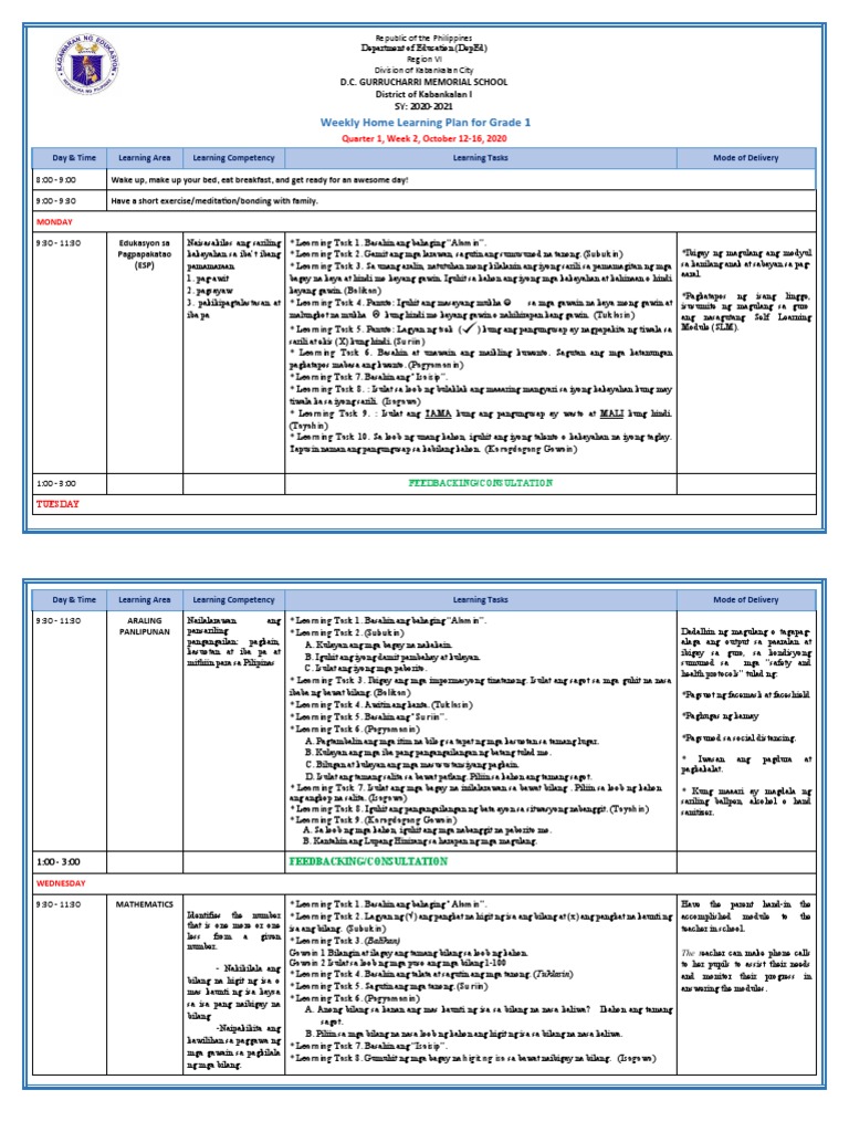 WHLP-GRADE-1-Q1-W2-ALL-SUBJECTS - by GuroAko | PDF