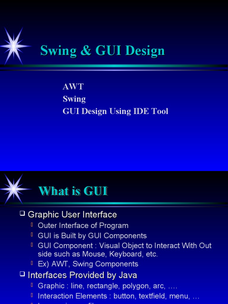 Swing & GUI Design | PDF | Window (Computing) | Computer Programming Swing & GUI Design | PDF | Window (Computing) | Computer Programming