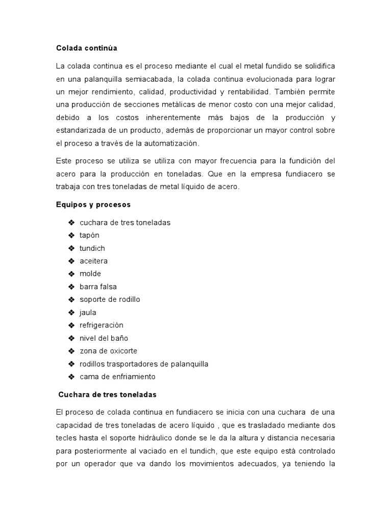 Colada Continua 2 | PDF | Acero | Cobre