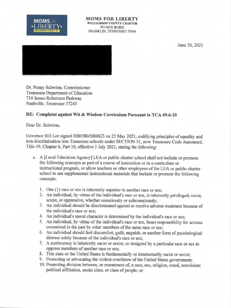 Tennessee DOE Complaint Letter | PDF