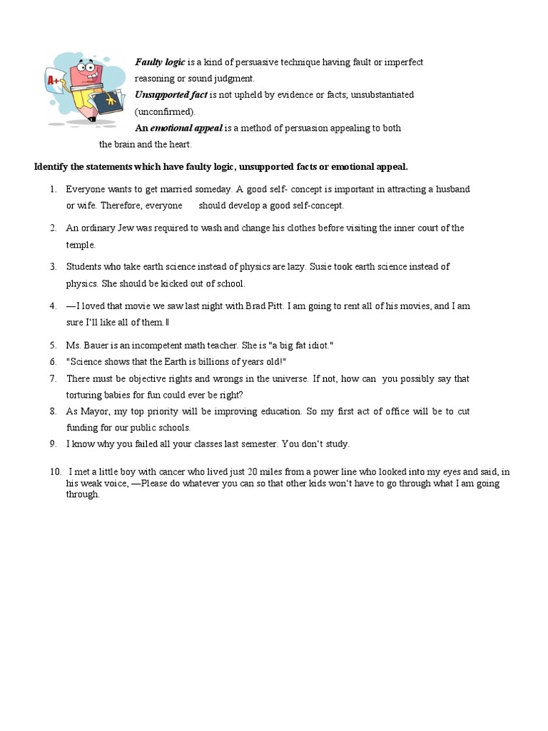 Faulty Logic Worksheet | PDF