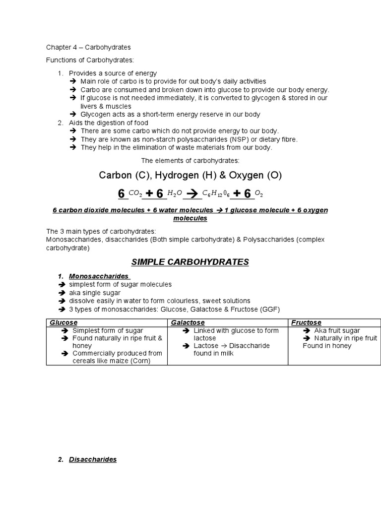 Chapter 4 - Carbohydrates | PDF | Carbohydrates | Glucose