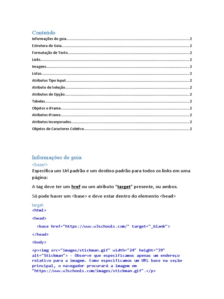 HTML Comandos e As Suas Funções | PDF | Html | Hipertexto