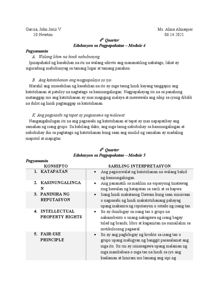 Garcia Esp M4-5 Q4 | PDF