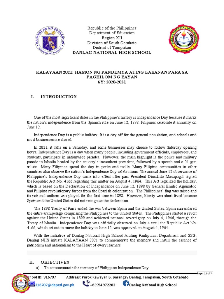 Kalayaan 2021: Independence Day Report | PDF | Philippines | Unrest