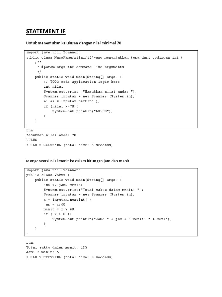 Statement If | PDF | Metode & Bahan Ajar | Komputer