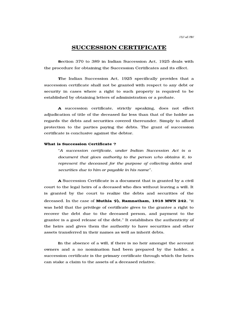 Succession Certificate Guidelines India | PDF | Probate | Common Law