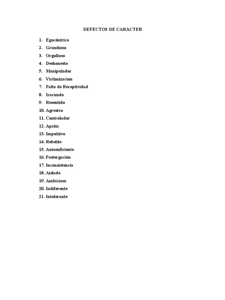 Defectos de Carácter | PDF