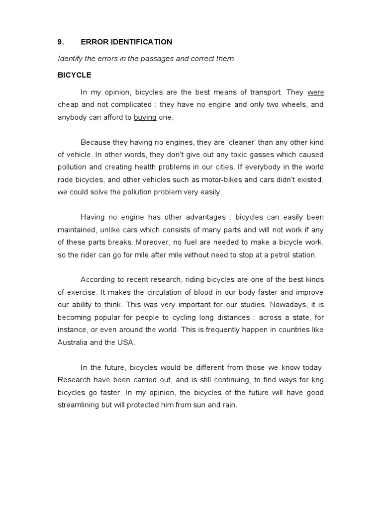 Identify The Errors in The Passages and Correct Them.: 9. Error ...