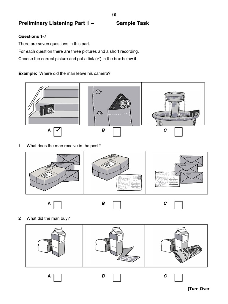 Preliminary Listening Part 1 Sample Task Pdf
