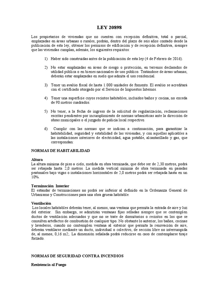 Ley 20898 | PDF | Arquitecto | Urbanismo