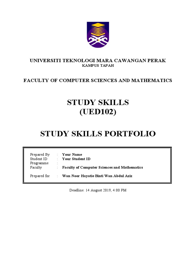 Study Skills Portfolio Format | PDF | Study Skills | Time Management
