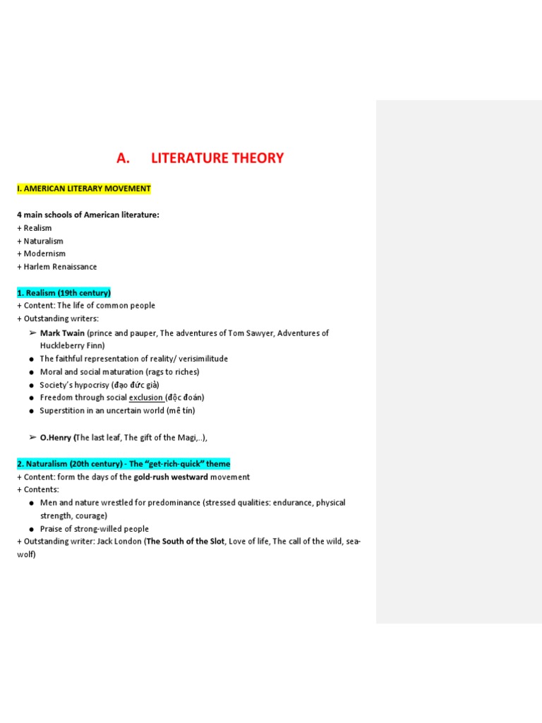 American Literary Movements Overview | PDF | Pride And Prejudice | Mr ...