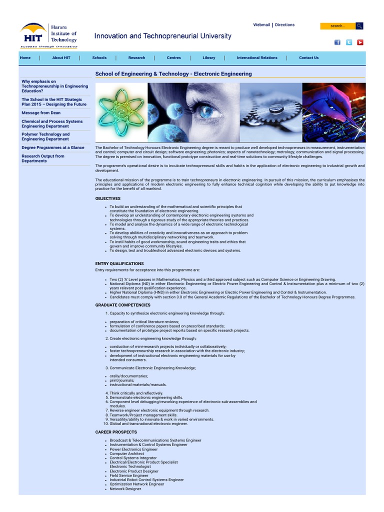 Harare Institute of Technology - Electronic Engineering - 1615407765886 | PDF | Engineer ...