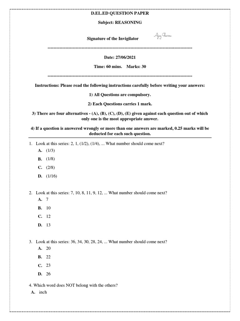 Reasoning D.el - Ed | PDF | Question | Energy And Resource