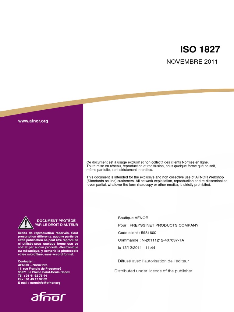 Iso 1827 | PDF | Organisation internationale de normalisation | Business