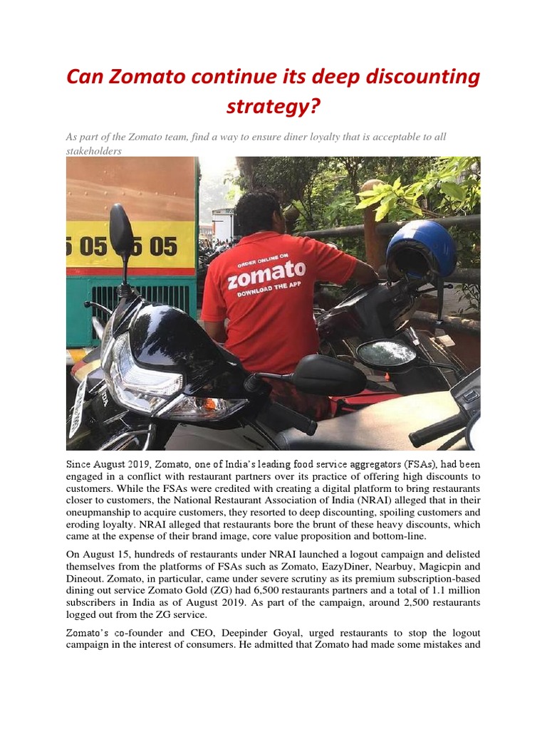 Can Zomato Continue Its Deep Discounting Strategy | PDF | Subscription ...