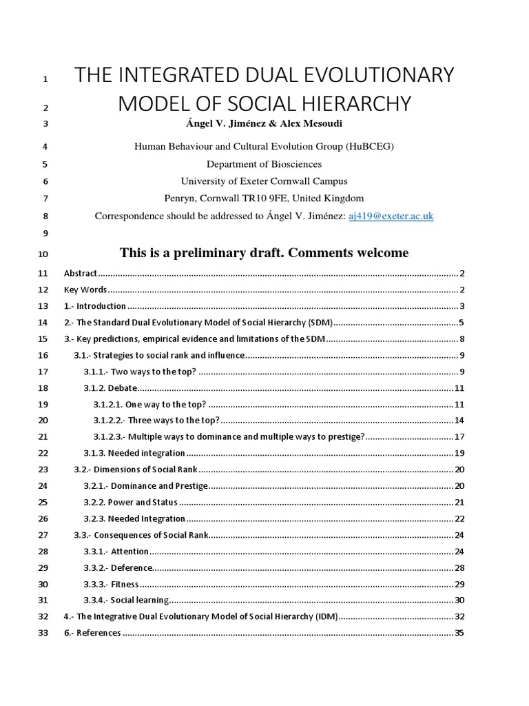 Integrative Dual Evolutionary Model of Social Hierarchy (Preprint ...