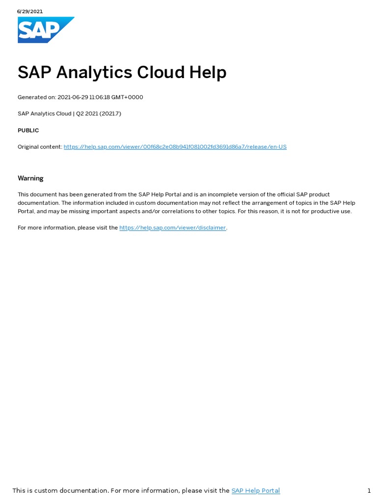SAP Analytics Cloud Help: Warning | PDF | Chart | Scatter Plot