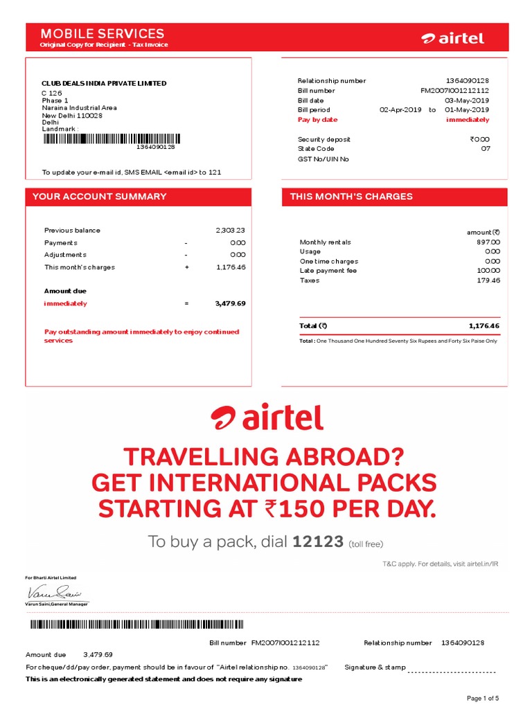 Mobile Services: Your Account Summary This Month'S Charges | PDF | Payments | Roaming