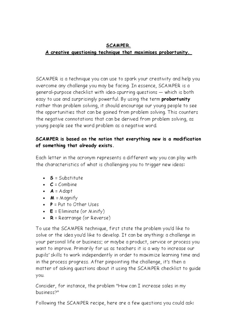SCAMPER - Blog Entry | PDF | Creativity