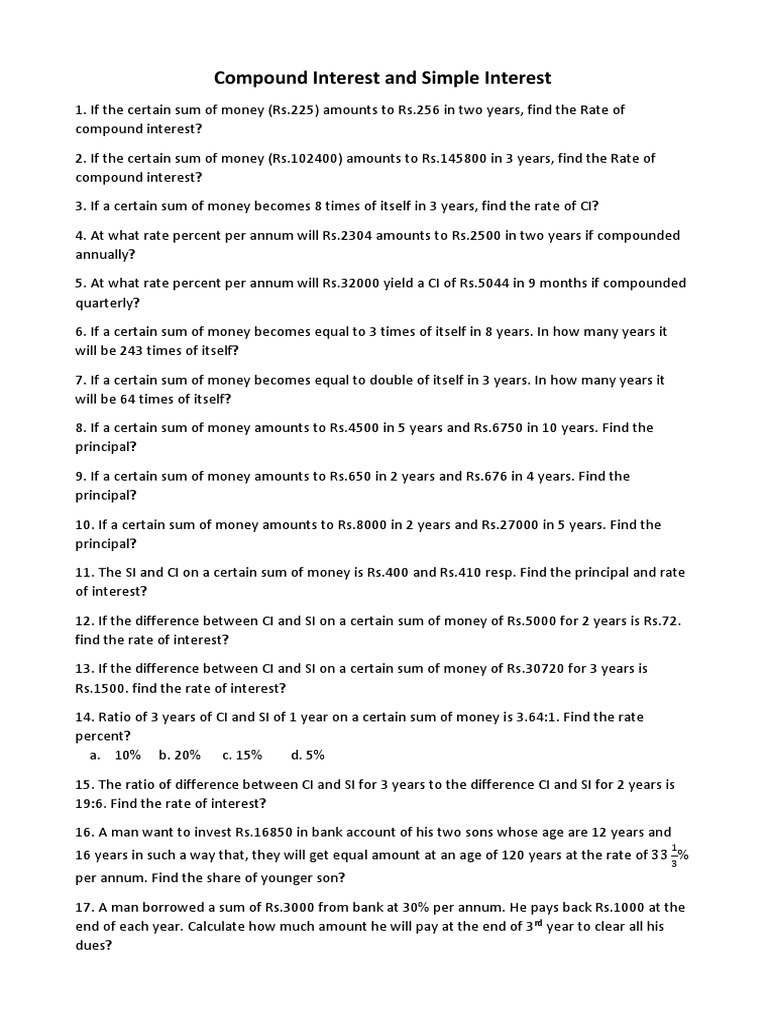 Compound Interest and SI | Download Free PDF | Compound Interest | Interest