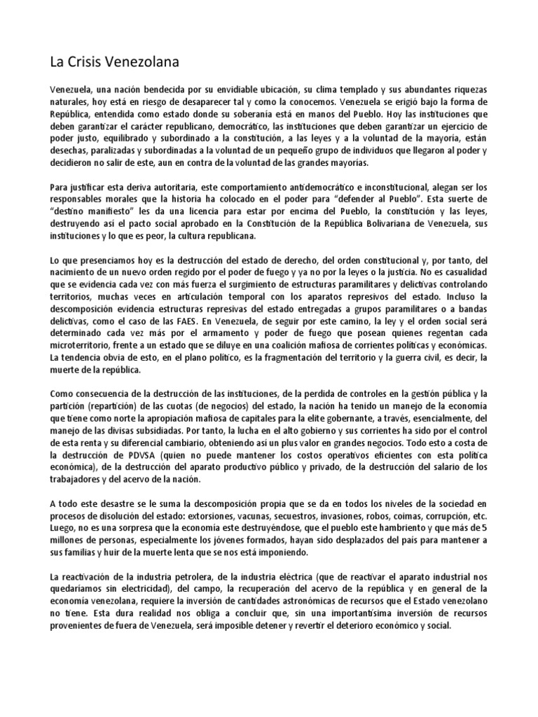 La Crisis Venezolana | PDF | Venezuela | Estado (política)