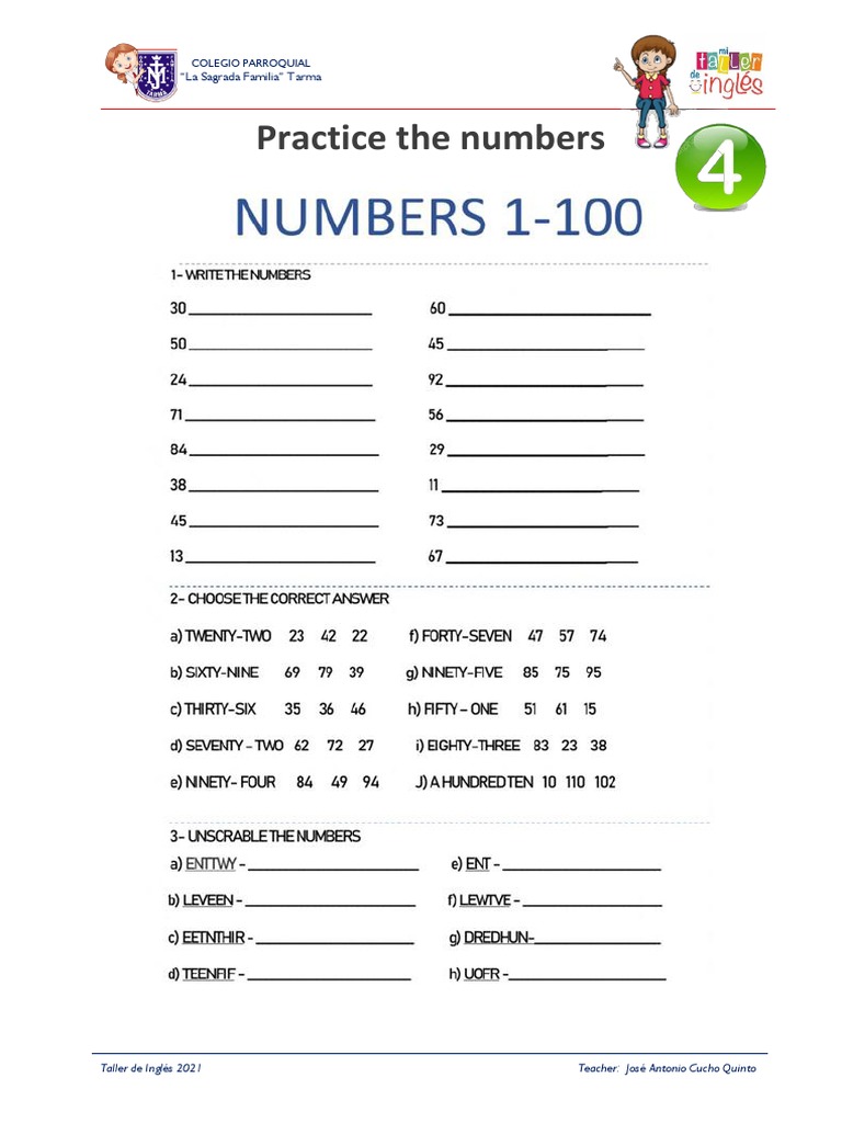 Practice The Numbers - Bingo | PDF