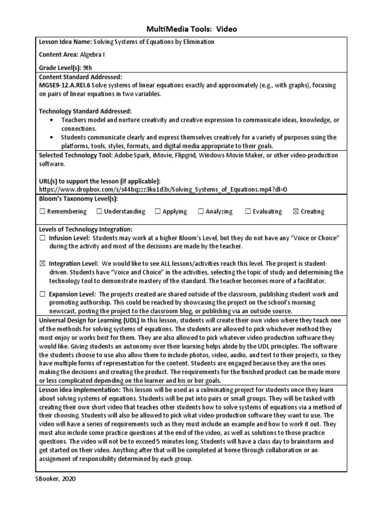m11 Multimedia Video Lesson Idea Template | PDF | Multimedia | Pedagogy