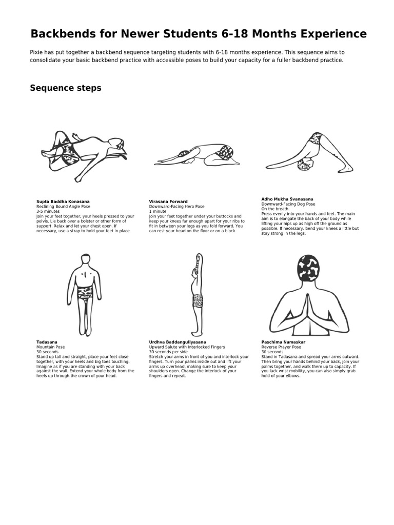 Backbend Sequence for Beginners | PDF | Hatha Yoga | Physical Exercise