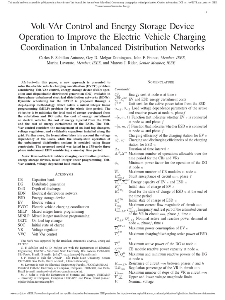 Volt Var Control &energy | PDF | Electric Vehicle | Mathematical ...