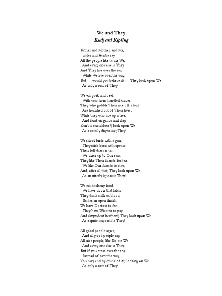 Rudyard Kipling: We and They | PDF