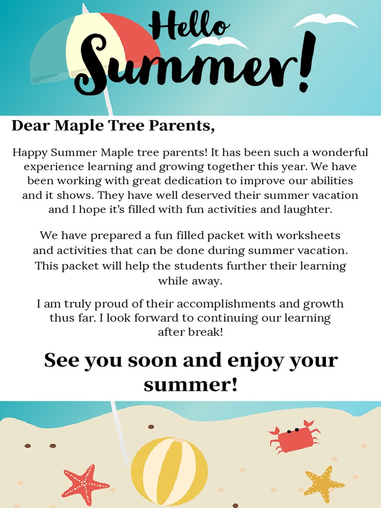 Summer Letter Maple | PDF
