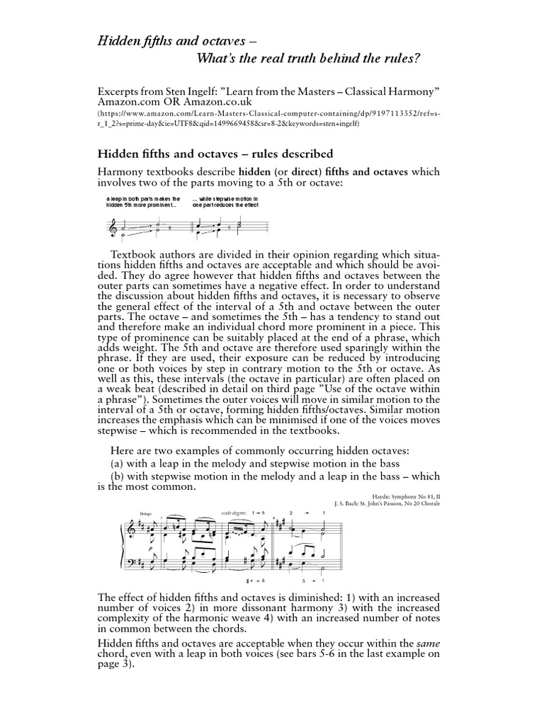 Hidden Fifths & Octaves in Harmony | PDF | Chord (Music) | Interval (Music)