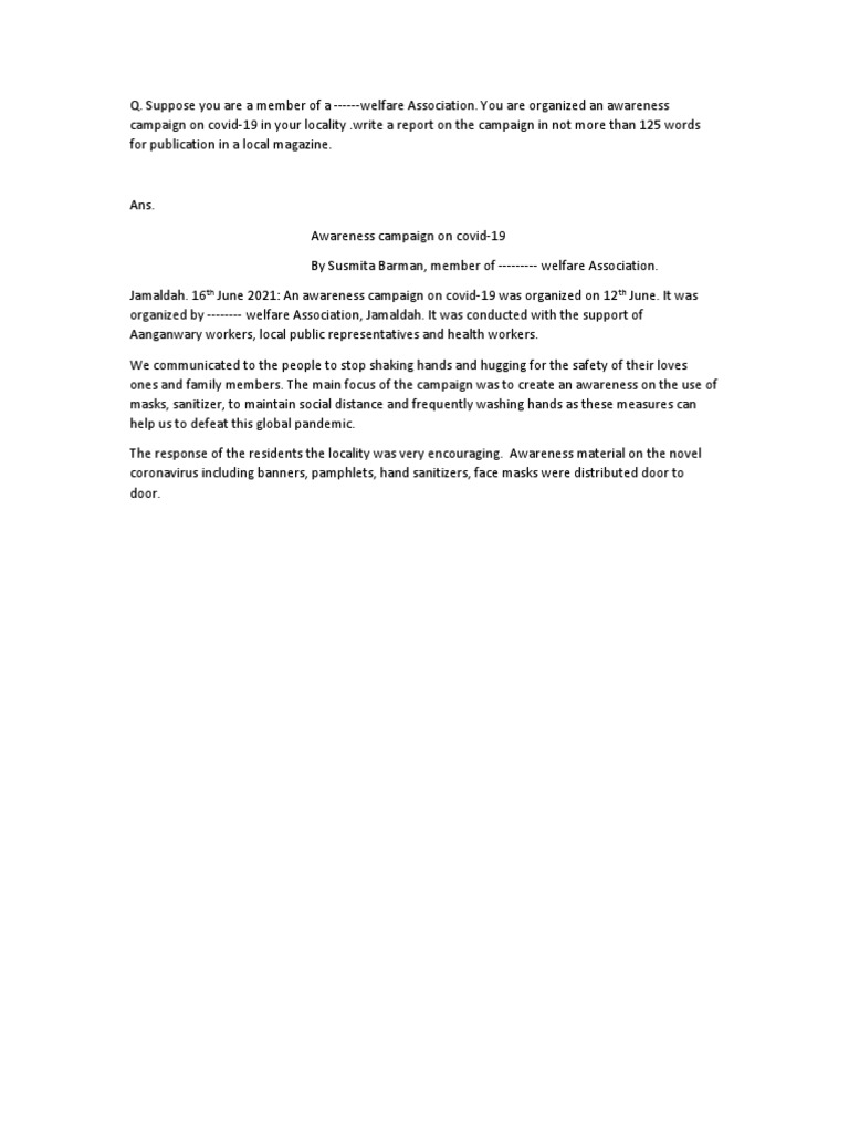 Report Writing On Covid 19 | PDF