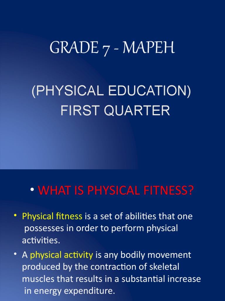 Grade 7 - Mapeh: (Physical Education) First Quarter | PDF | Wellness