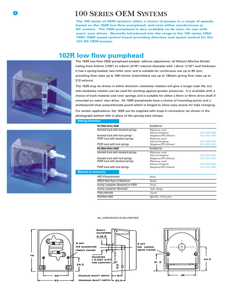100 S Oem S: 102R Low Flow Pumphead | PDF | Pump | Torque