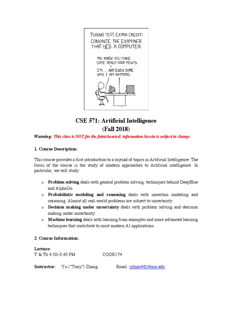 CSE 571: Artificial Intelligence (Fall 2018) : Warning | PDF | Artificial Intelligence ...