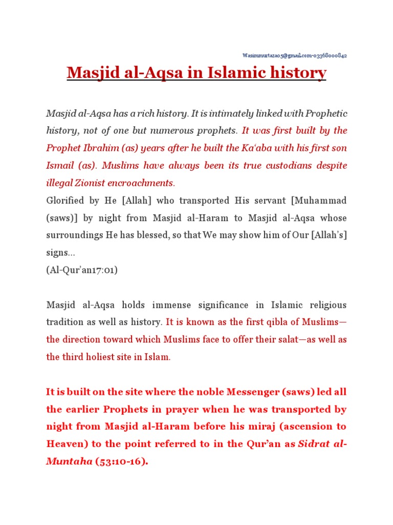 Masjid Al-Aqsa in Islamic History | PDF | Temple Mount | Al Aqsa Mosque