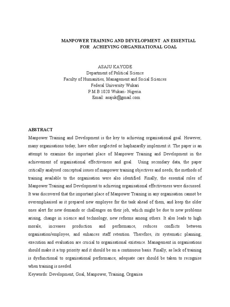 Manpower Training and Development | PDF | Human Resources | Employment