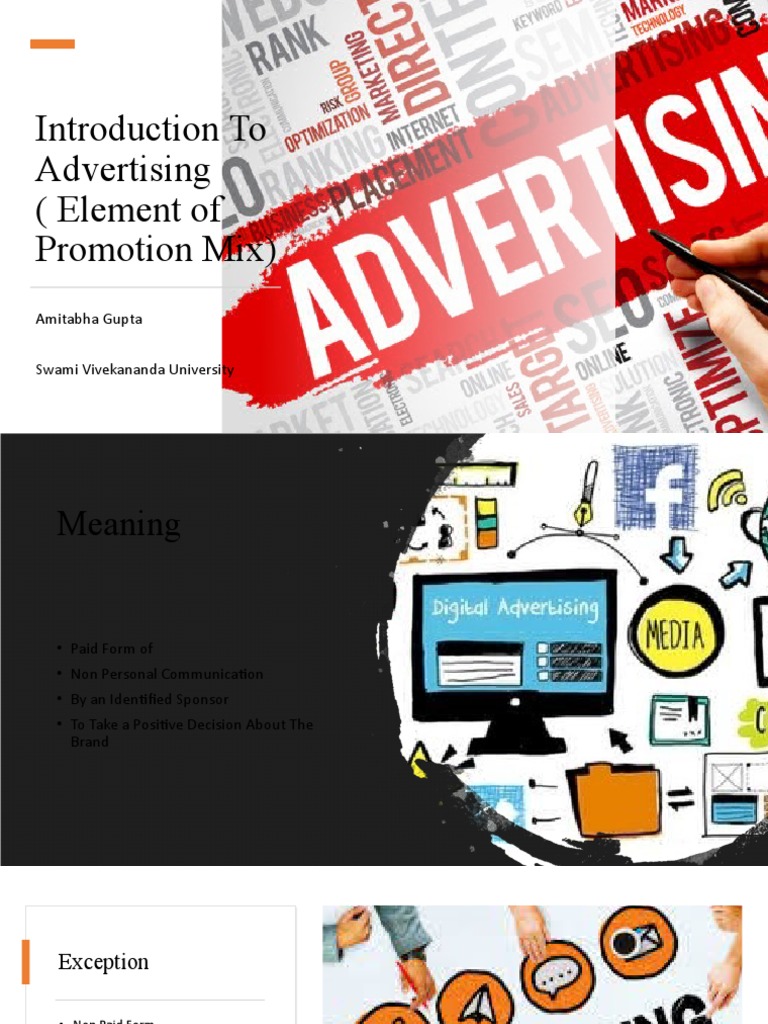 Introduction To Advertising (Element of Promotion Mix) : Amitabha Gupta ...
