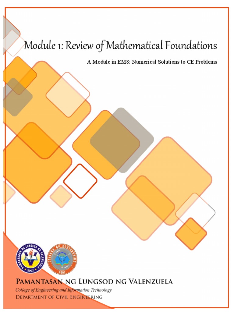 Module'1:'Review'of'Mathematical'Foundations': A Module in EM8 ...