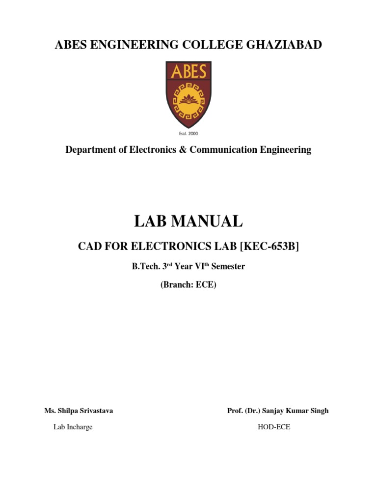 CAD Lab Manual KEC 653B (4mail) | PDF | Cmos | Logic Gate