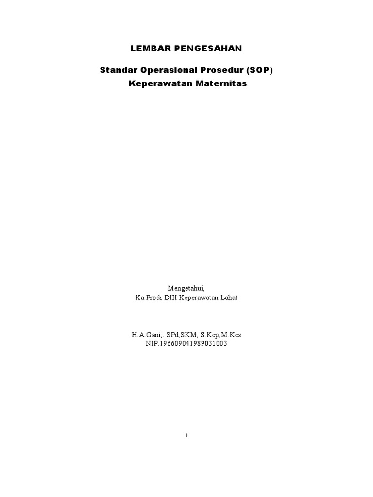 Sop Maternitas | PDF