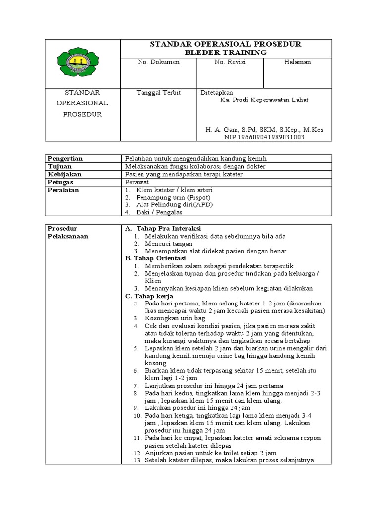 Sop Bleder Training | PDF