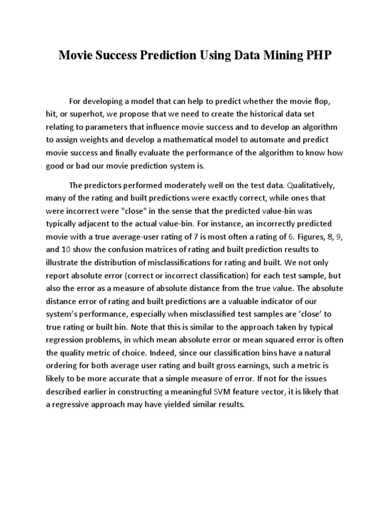 Movie Success Prediction Using Data Mining PHP | Download Free PDF | Statistical Classification ...
