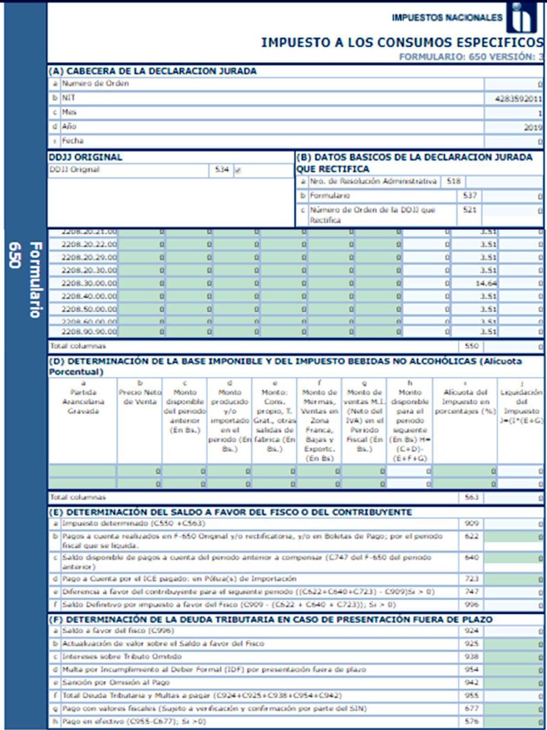 Formulario 650 v.3 | PDF