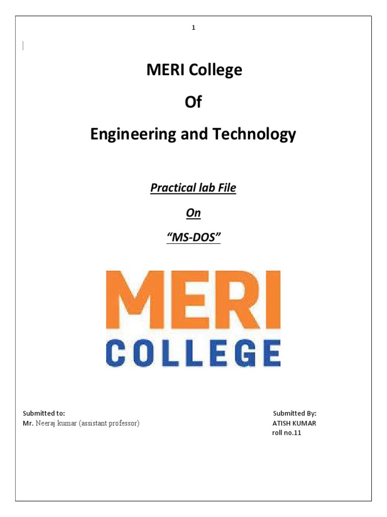 MERI College of Engineering and Technology: Practical Lab File On "MS ...